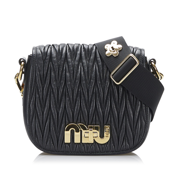 Miu Miu | Bags | Miu Miu Matelasse Logo Crossbody Shoulder Bag | Poshmark